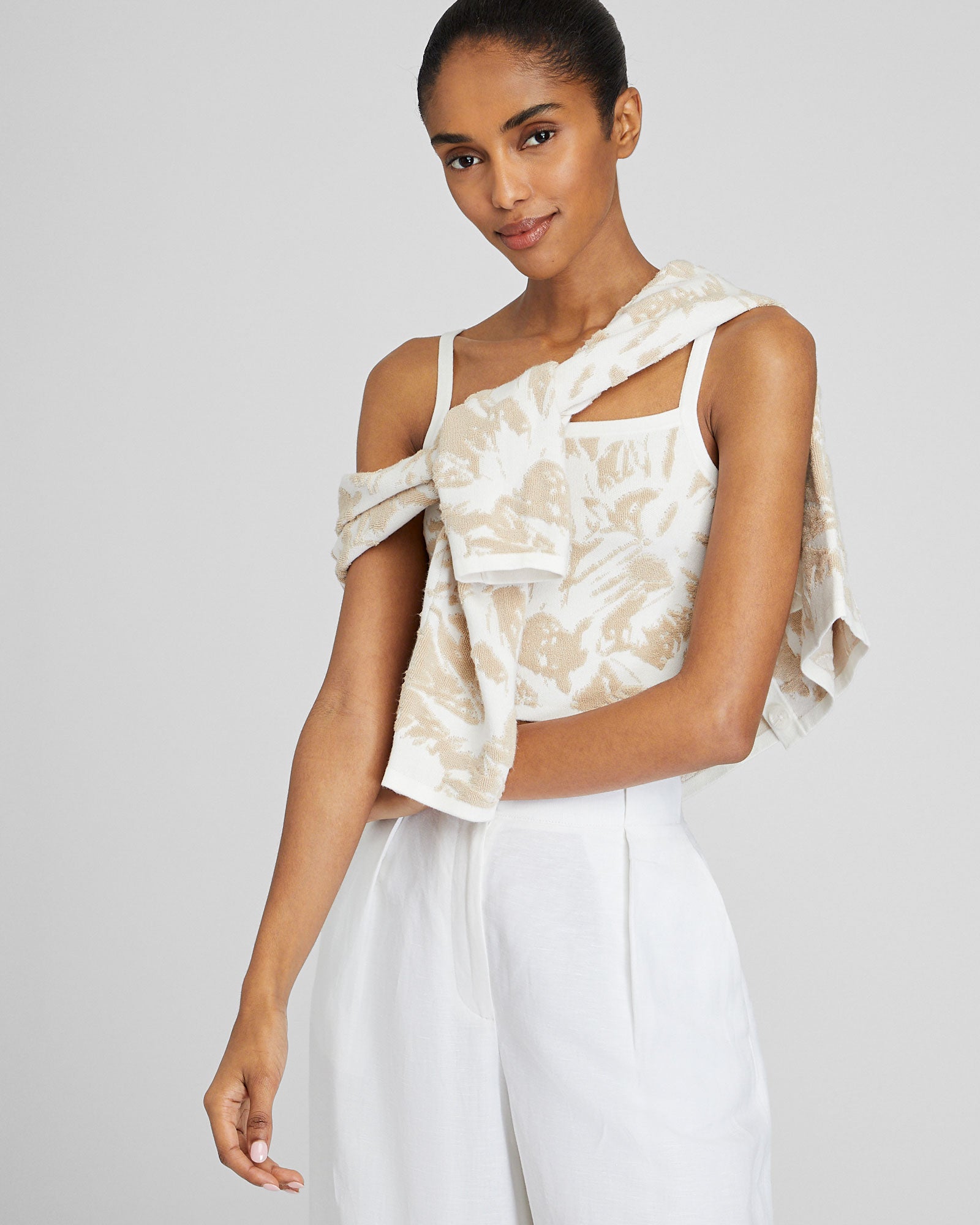 Women's Oatmeal Base Loop Jacquard Sweater Tank | Club Monaco Corp, CA US