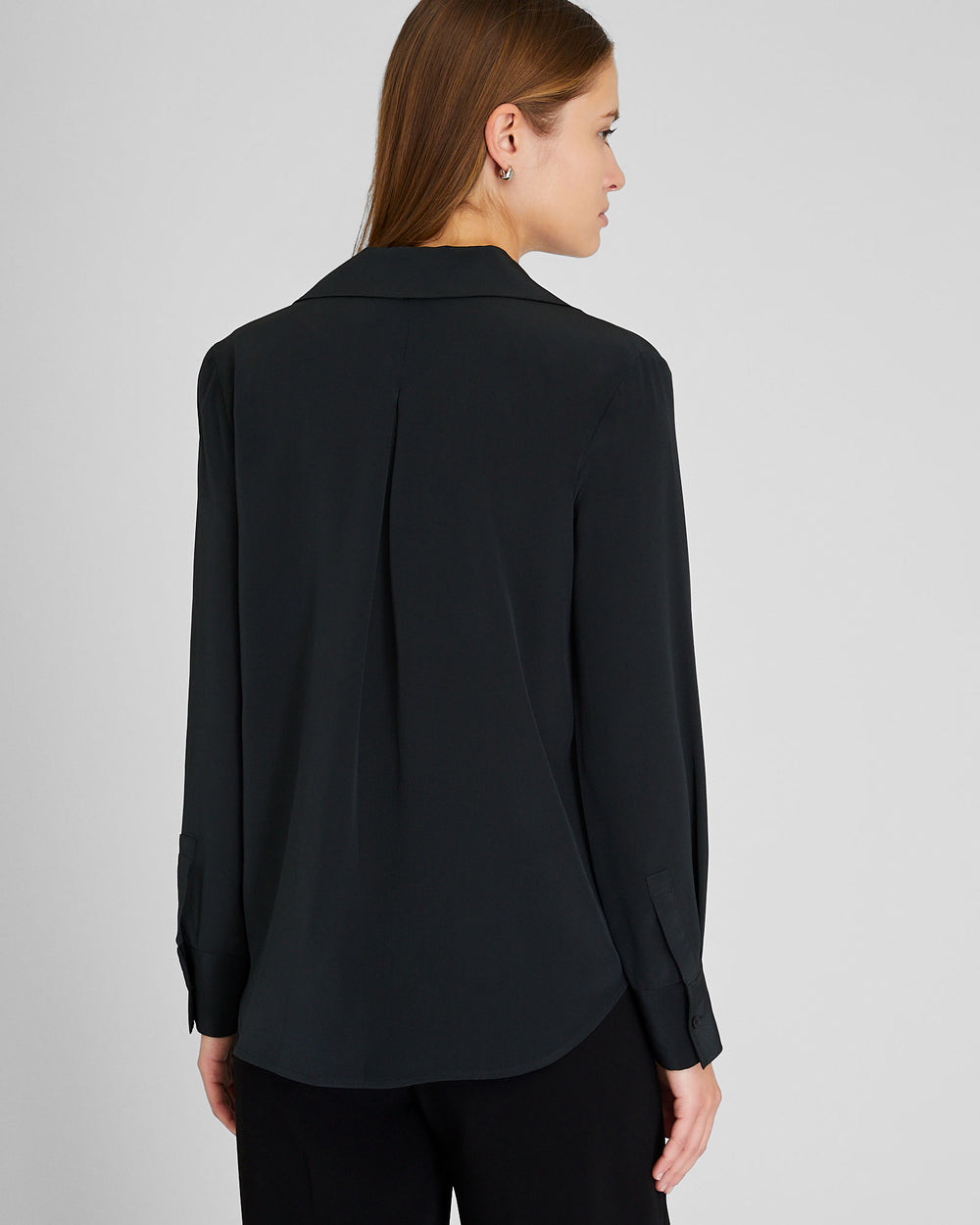 Women's Black Silk Open-Neck Blouse | Club Monaco Corp, CA US