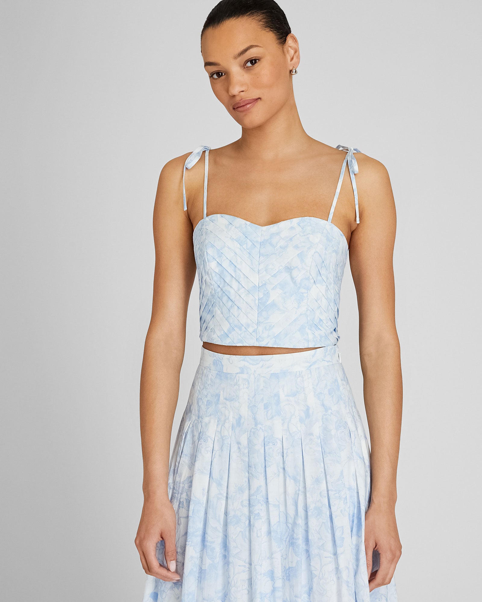 Women's Blueberry Cream Pleat Detail Bandeau Top | Club Monaco Corp, CA US
