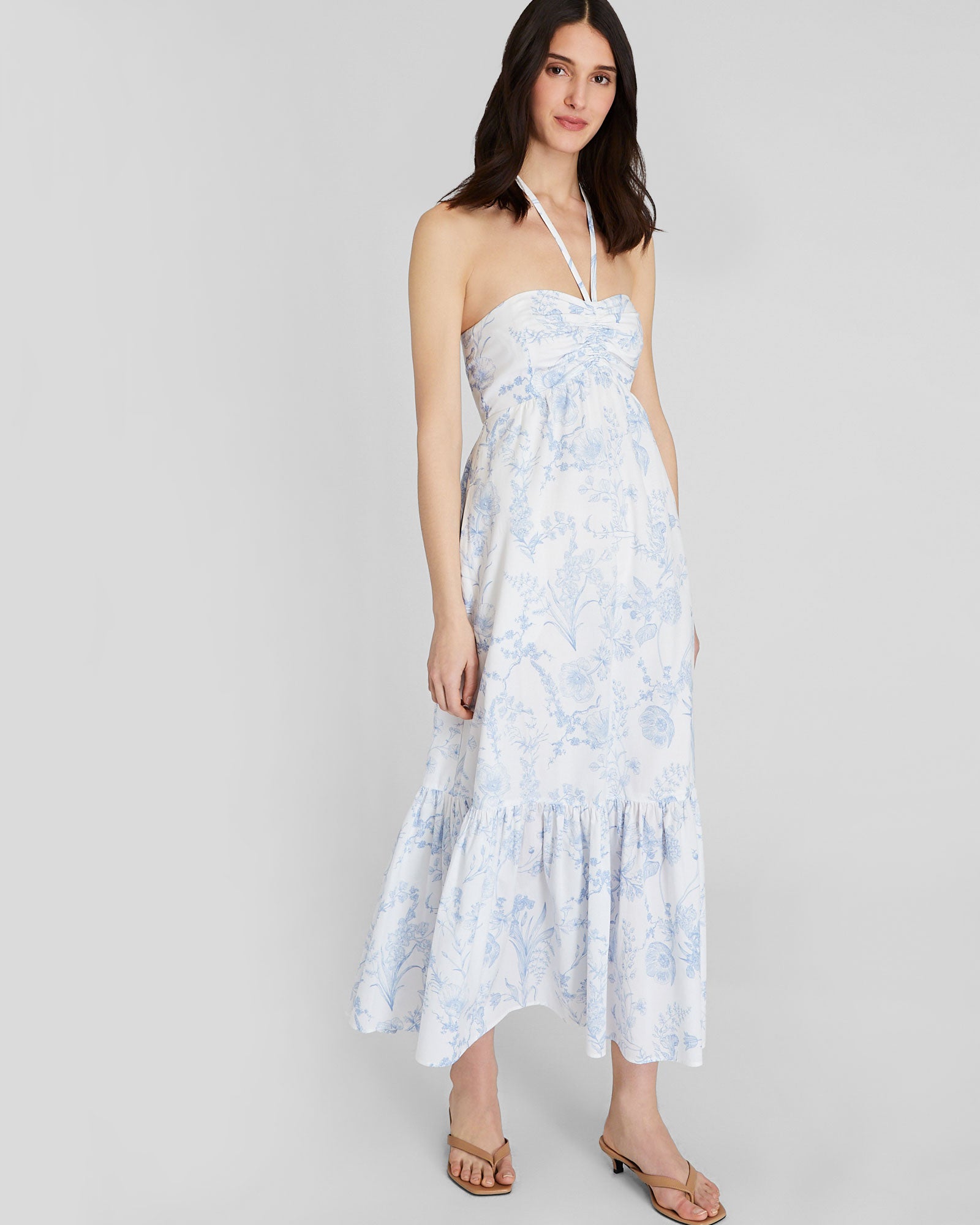 Women's Blue Mix Toile Print Halter Maxi Dress | Club Monaco Corp, CA US