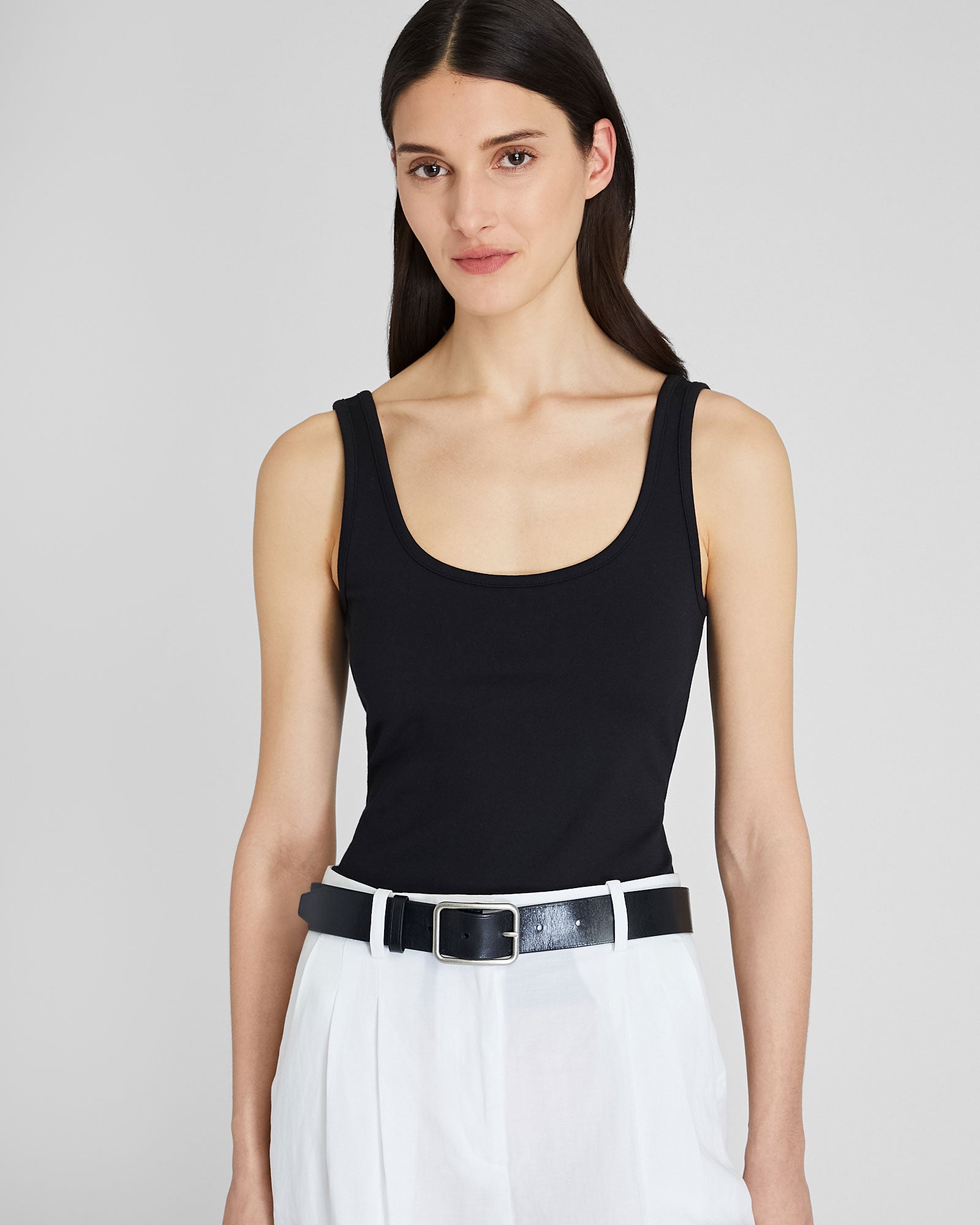 Women's Black Micro Rib Tank | Club Monaco Corp, CA US