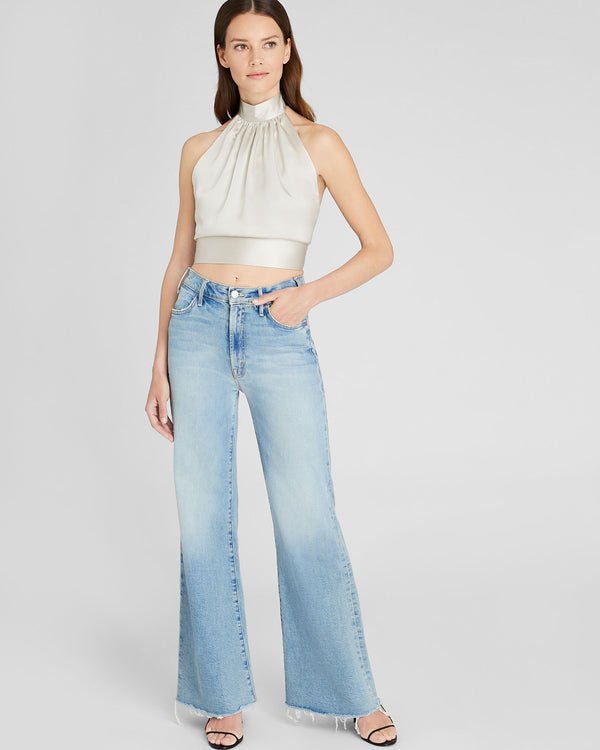 Women's Champagne Silk Charmeuse Tie Halter Top | Club Monaco Corp, CA US