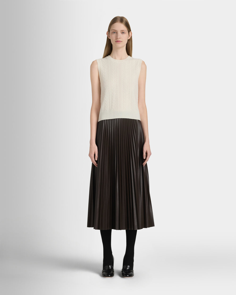 Women's Ivory Cashmere Mini Cable Shell | Club Monaco US