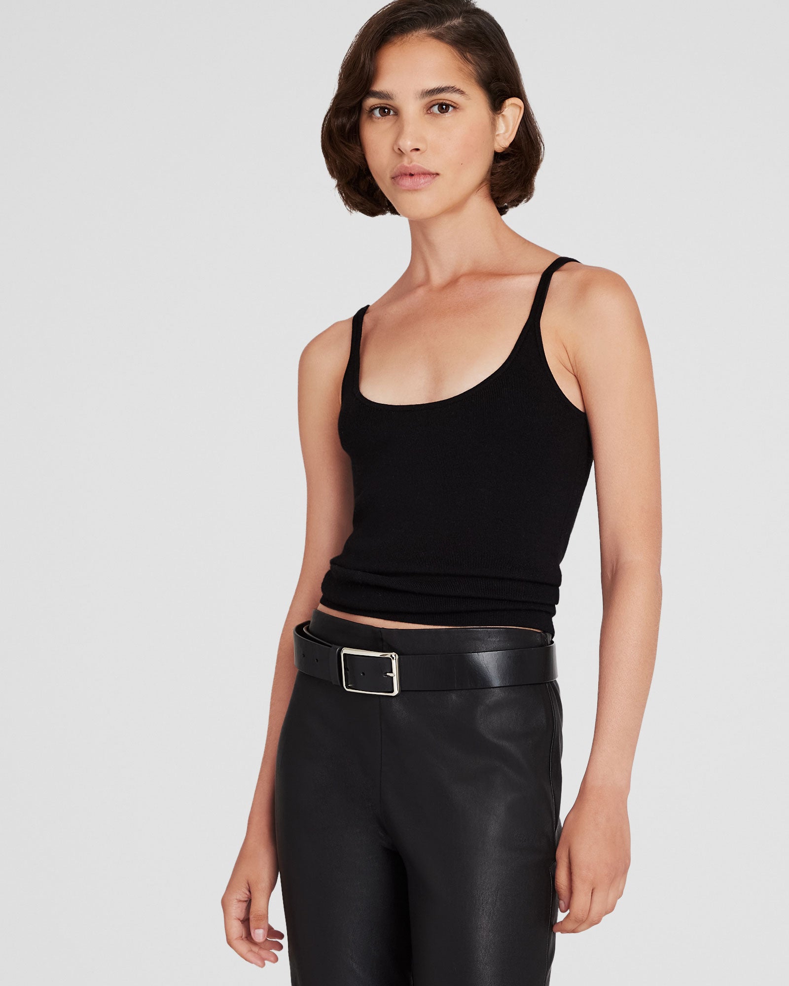 Women's Black Merino Rib Tank | CLUB MONACO US