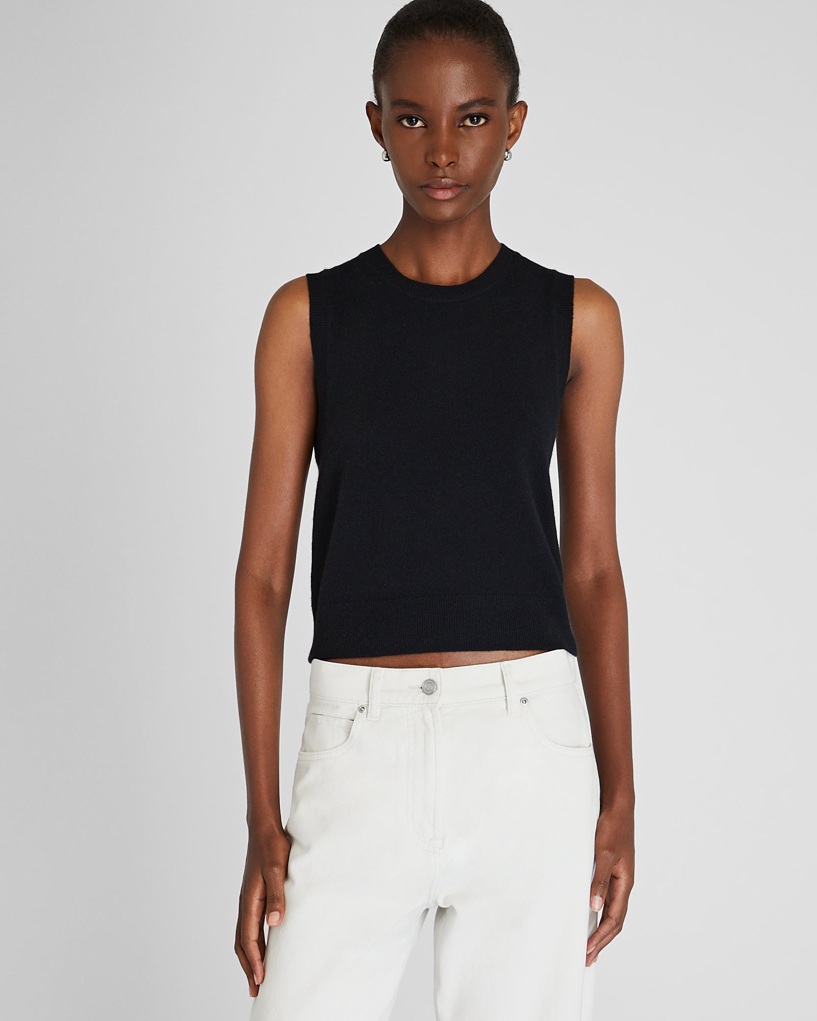 Women's Black Cashmere Crew Shell | CLUB MONACO US