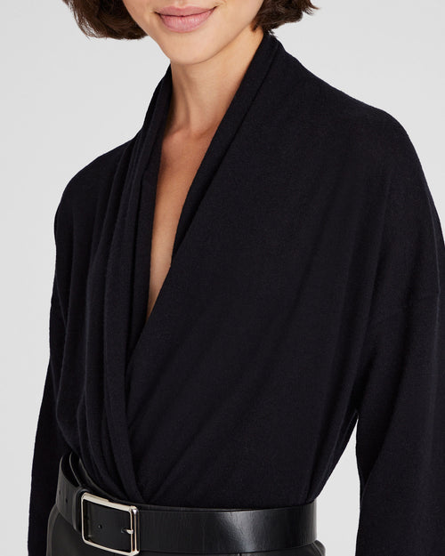 Women's Black Cashmere Wrap Sweater | CLUB MONACO US