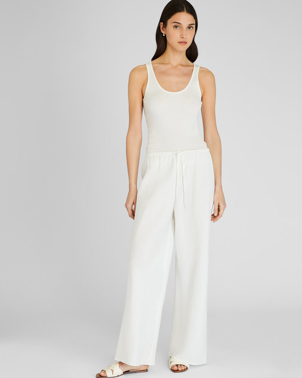 Women's White Bias Cut Linen Pant | Club Monaco Corp, CA US
