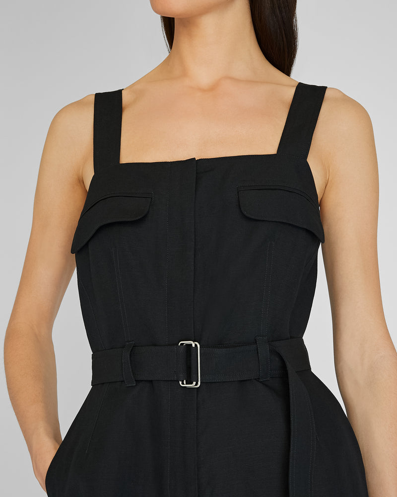 Women's Black Utility Strap Jumpsuit | Club Monaco Corp, CA US