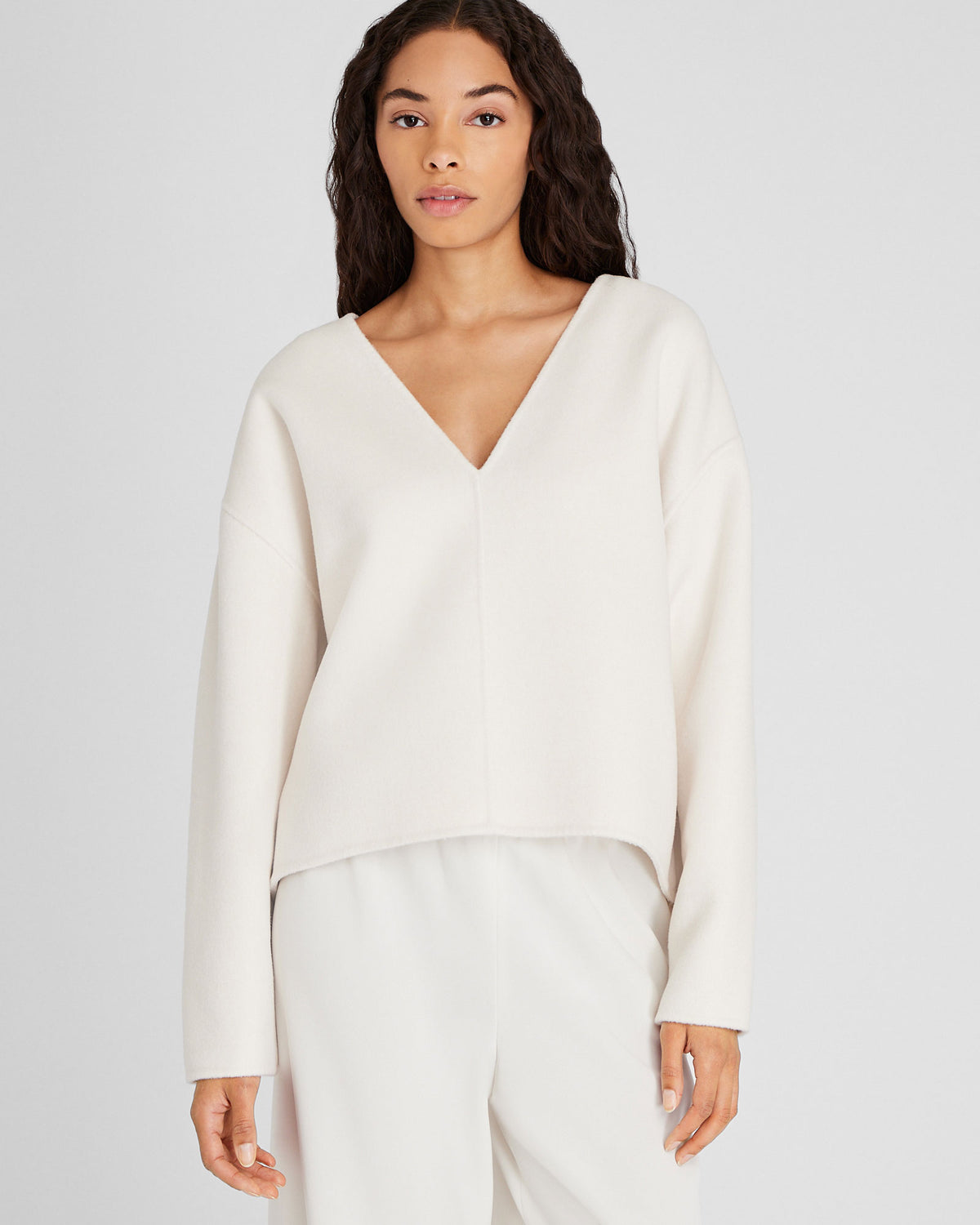 Women's Ivory Double-Faced Wool Blend Sweater Top | Club Monaco Corp, CA US