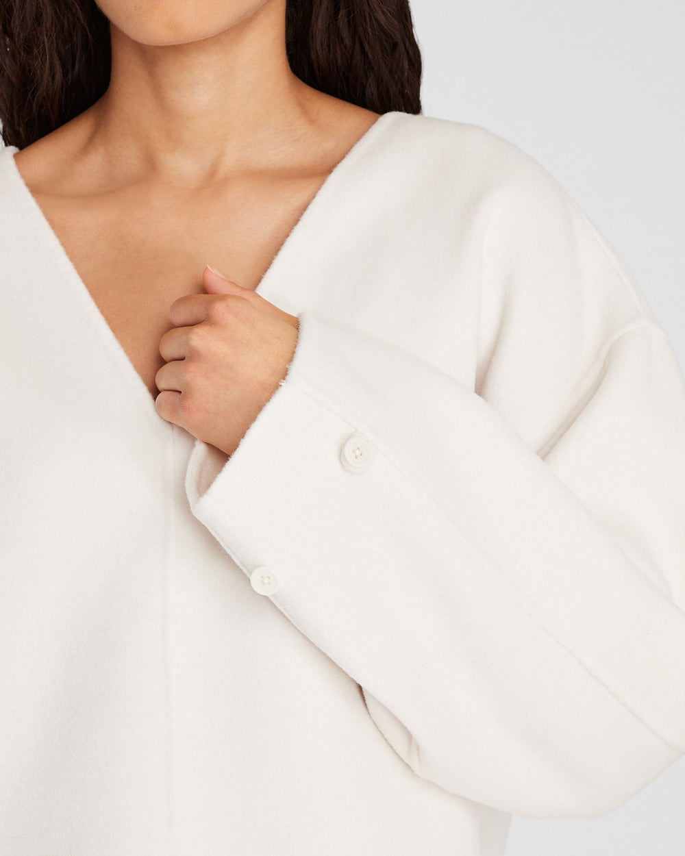 Women's Ivory Double-Faced Wool Blend Sweater Top | Club Monaco Corp, CA US