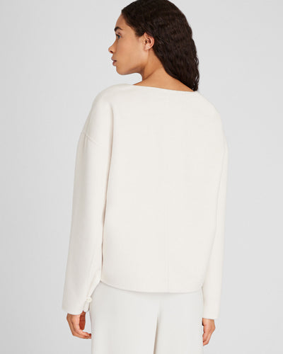 Women's Ivory Double-Faced Wool Blend Sweater Top | CLUB MONACO US