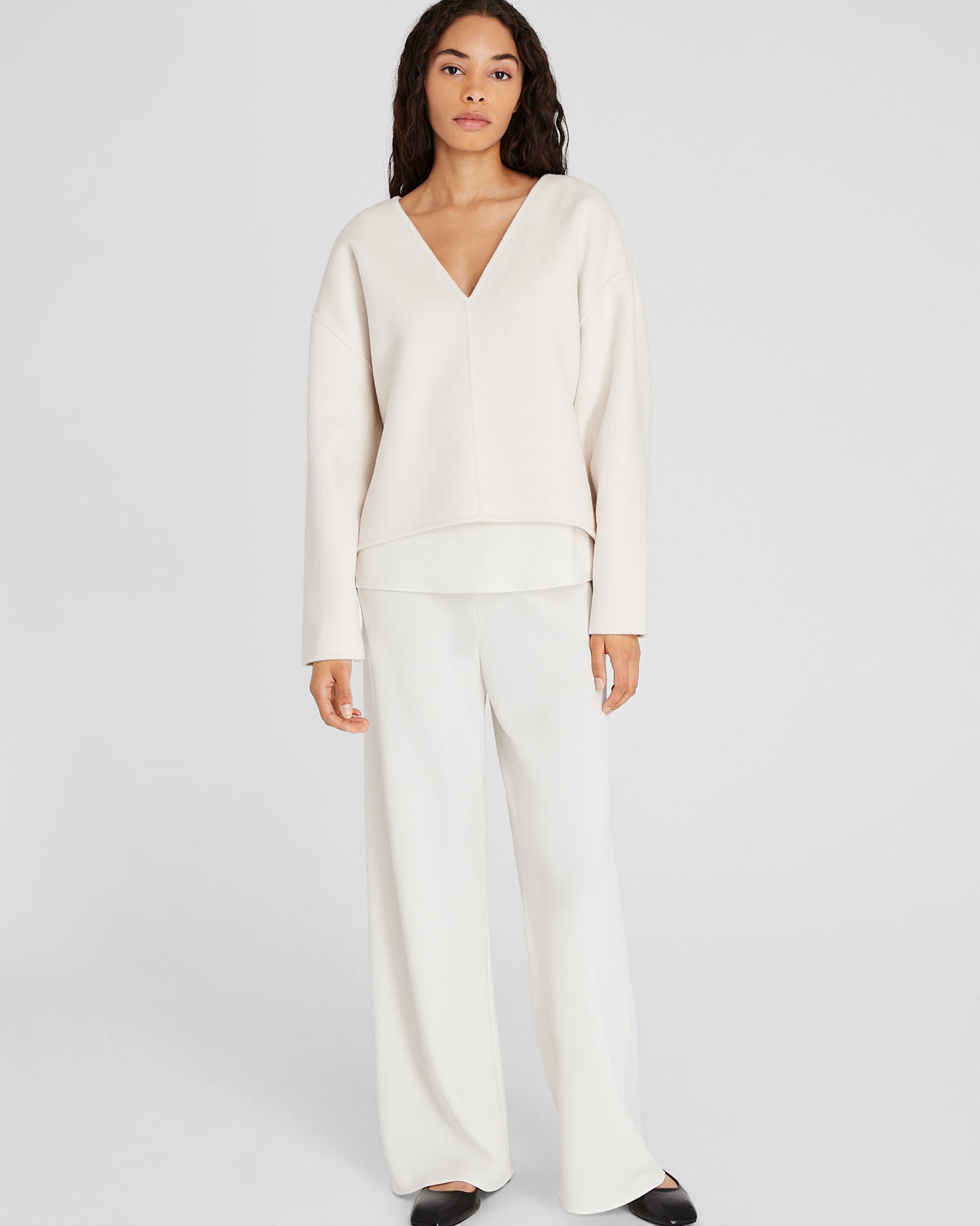 Women's Ivory Double-Faced Wool Blend Sweater Top | Club Monaco Corp, CA US