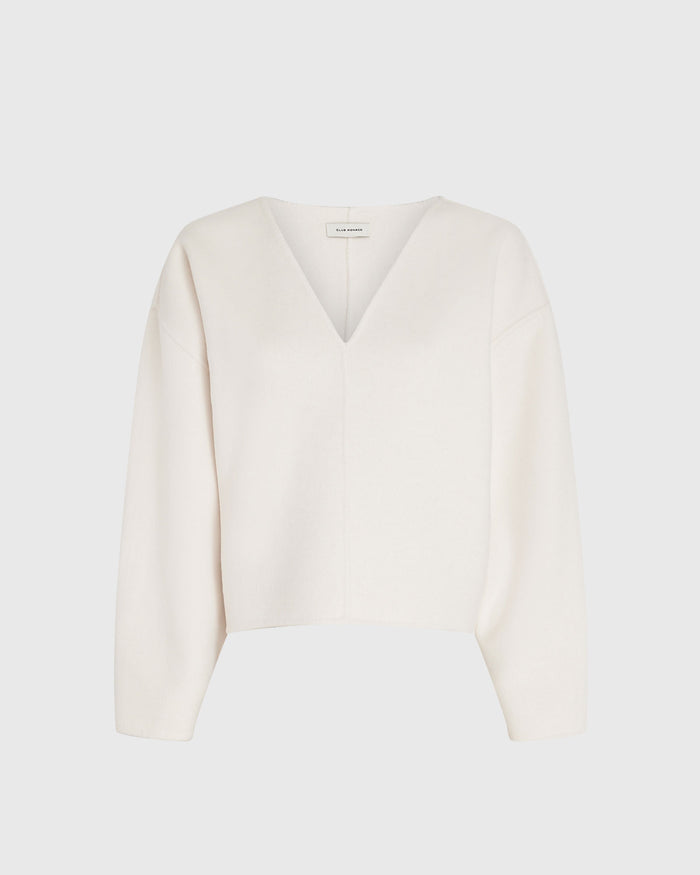 Women's Ivory Double-Faced Wool Blend Sweater Top | Club Monaco Corp, CA US