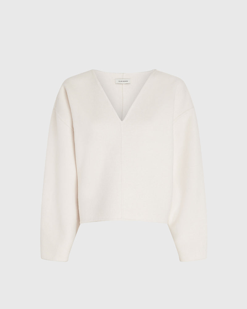 Women's Ivory Double-Faced Wool Blend Sweater Top | Club Monaco Corp, CA US