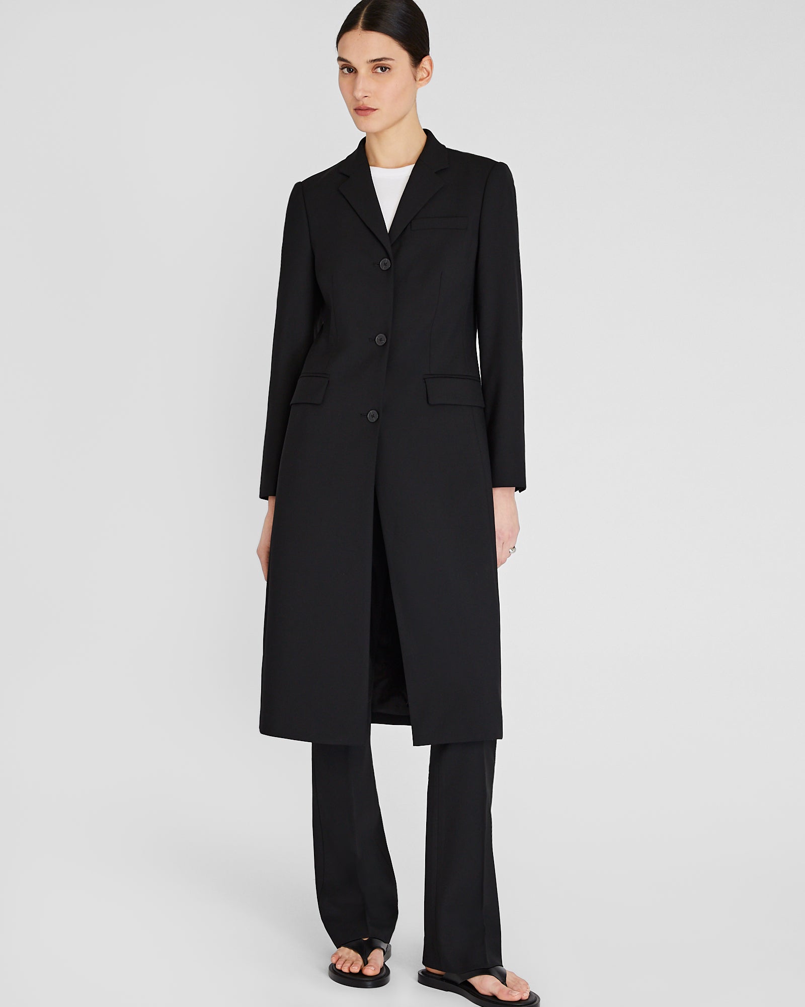 Women's Black Lightweight Borrem Crombie Coat | Club Monaco Corp, CA US