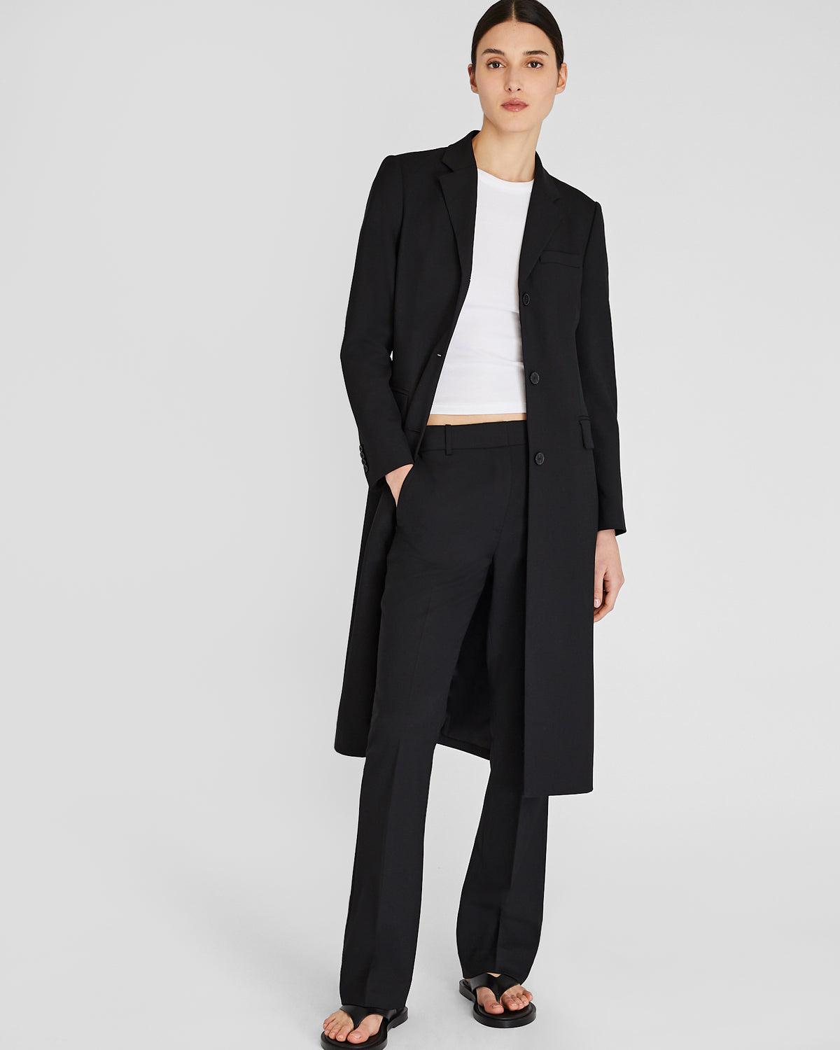 Women's Black Lightweight Borrem Crombie Coat | Club Monaco Corp, CA US