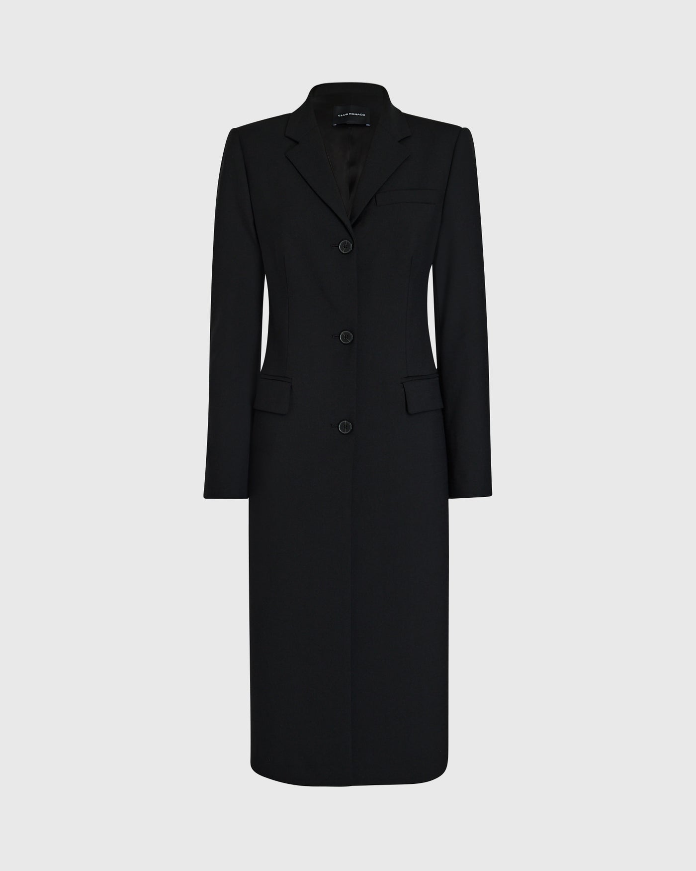 Women's Black Lightweight Borrem Crombie Coat | Club Monaco Corp, CA US