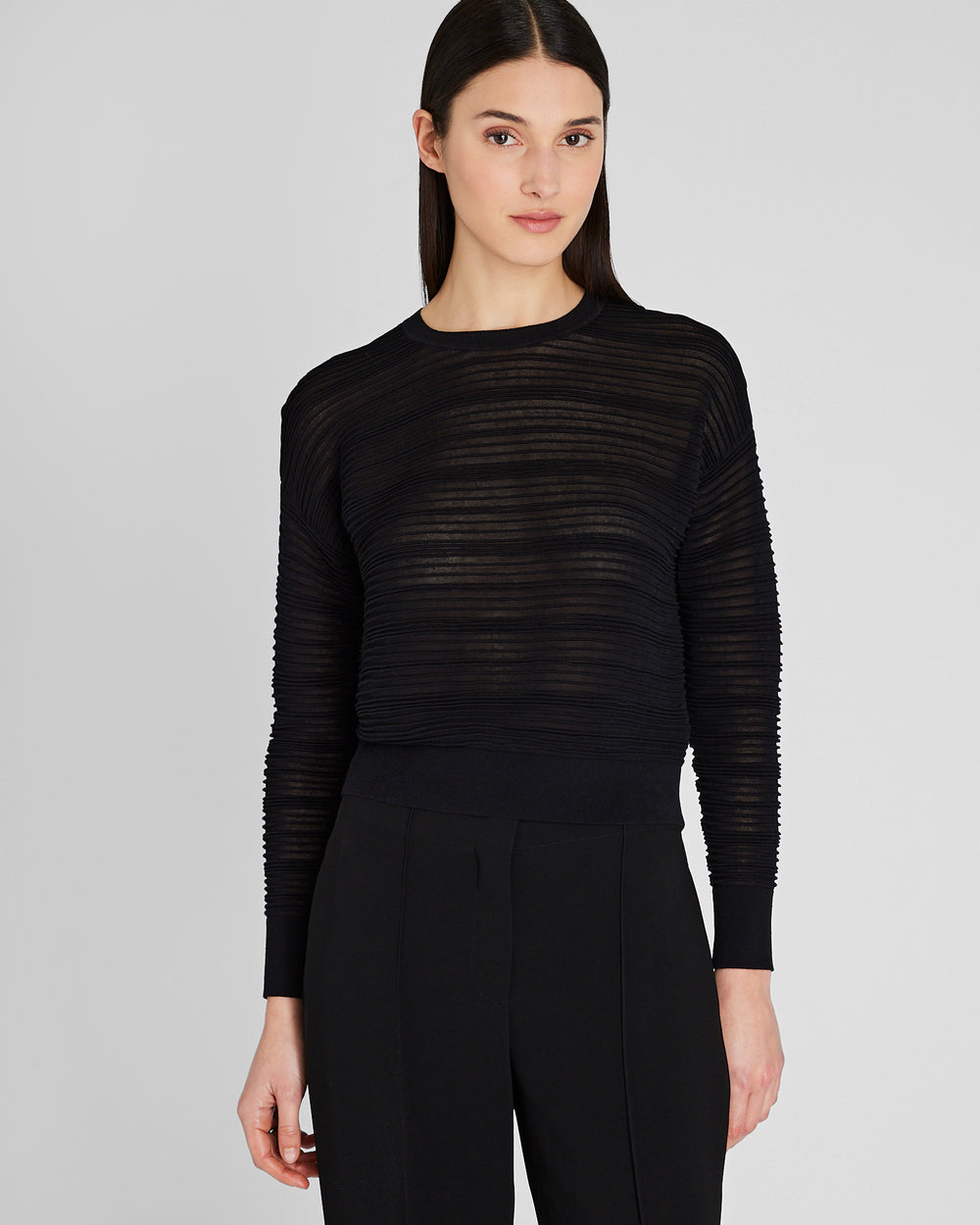 Women's Black Sheer Ottoman Sweater | Club Monaco Corp, CA US