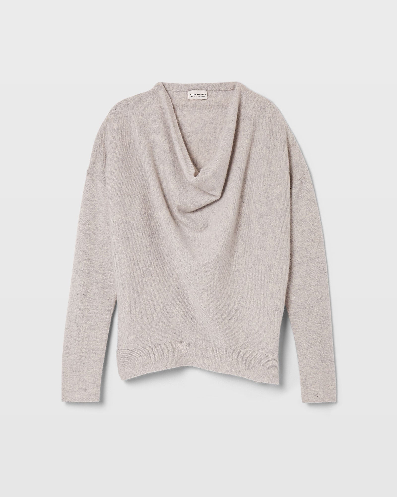 Women's Light Heather Grey Cowl Neck Cashmere Sweater | CLUB MONACO US