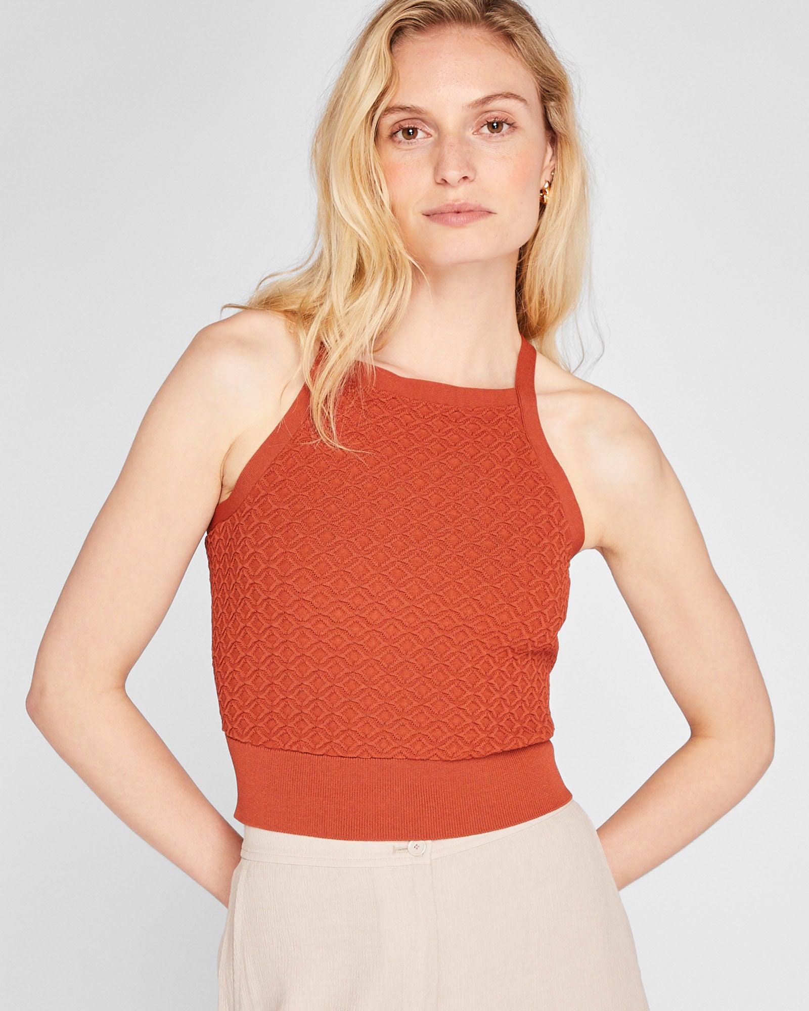 Women's Burnt Orange Tie Back Tank | Club Monaco Corp, CA US