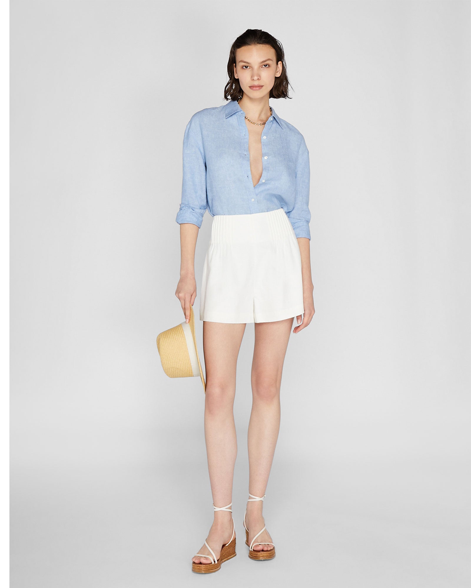 Women's Blanc De Blanc Pintuck Short | Club Monaco US