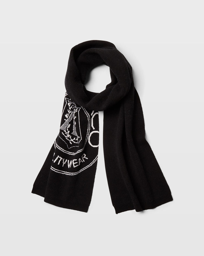 Men's Black Crest Wool Scarf | Club Monaco Corp, CA US