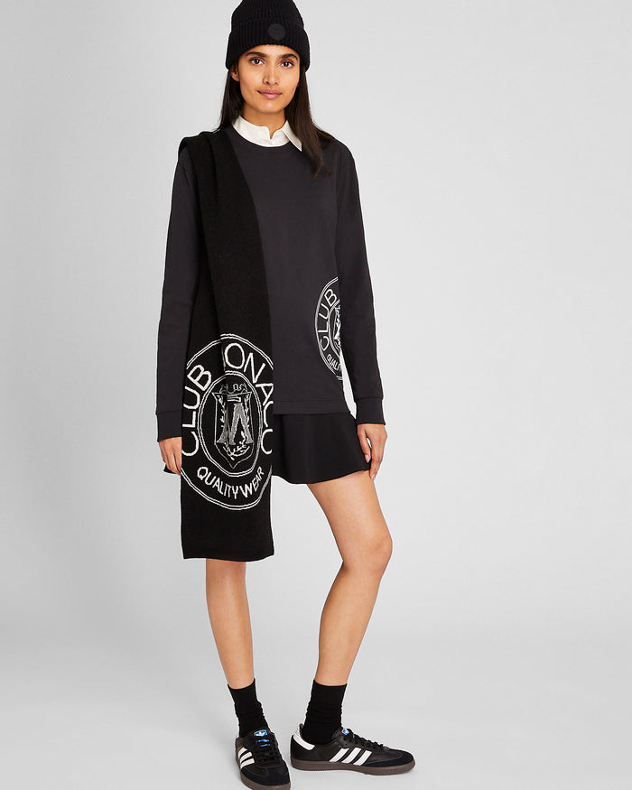 Men's Black Crest Wool Scarf | Club Monaco Corp, CA US