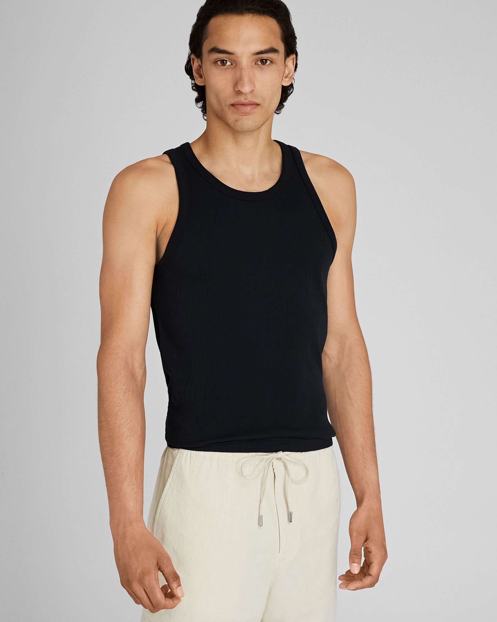 Men's Black Ribbed Tank | Club Monaco Corp, CA US