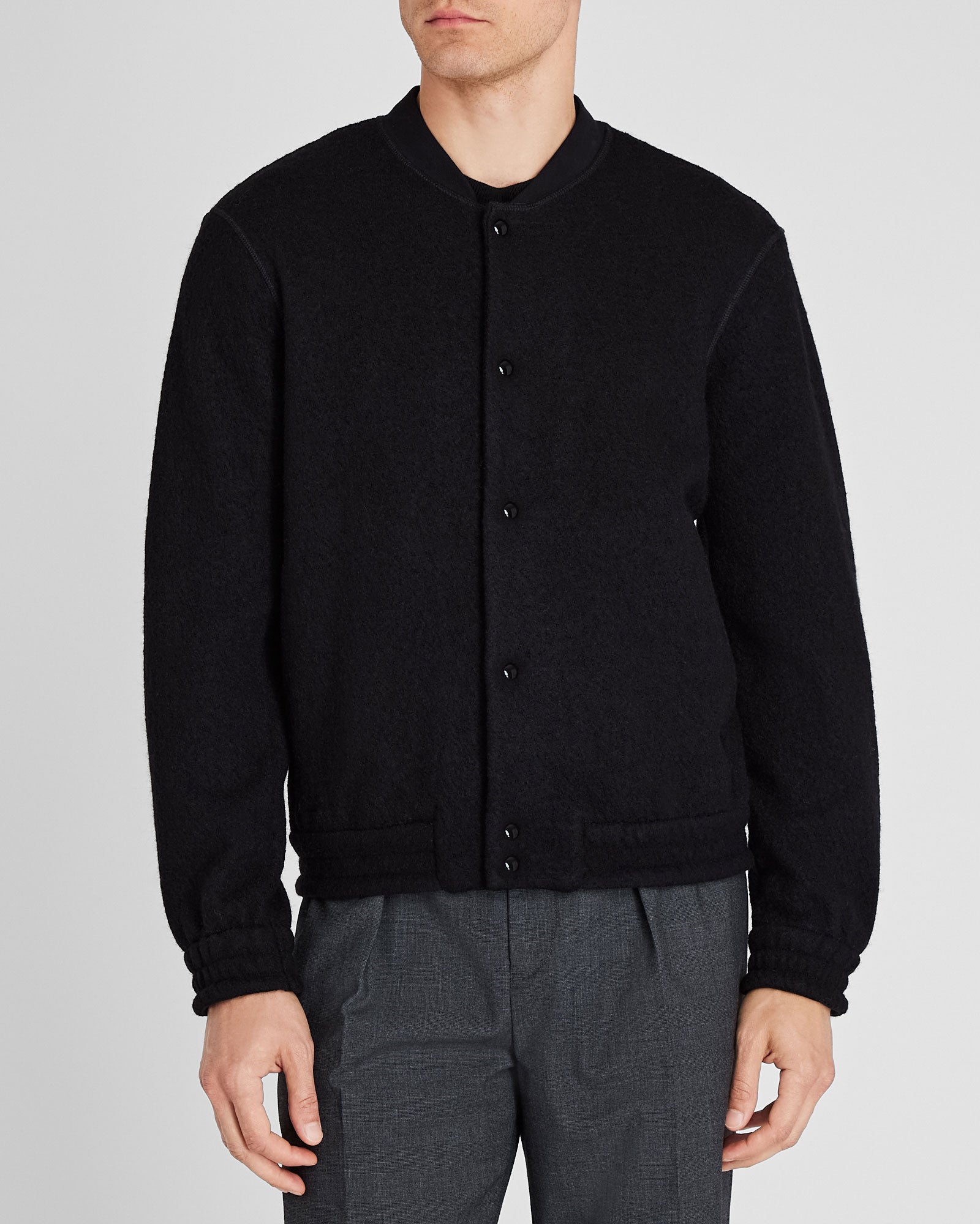 Men's Black Base Felted Wool Bomber Jacket | Club Monaco Corp, CA US