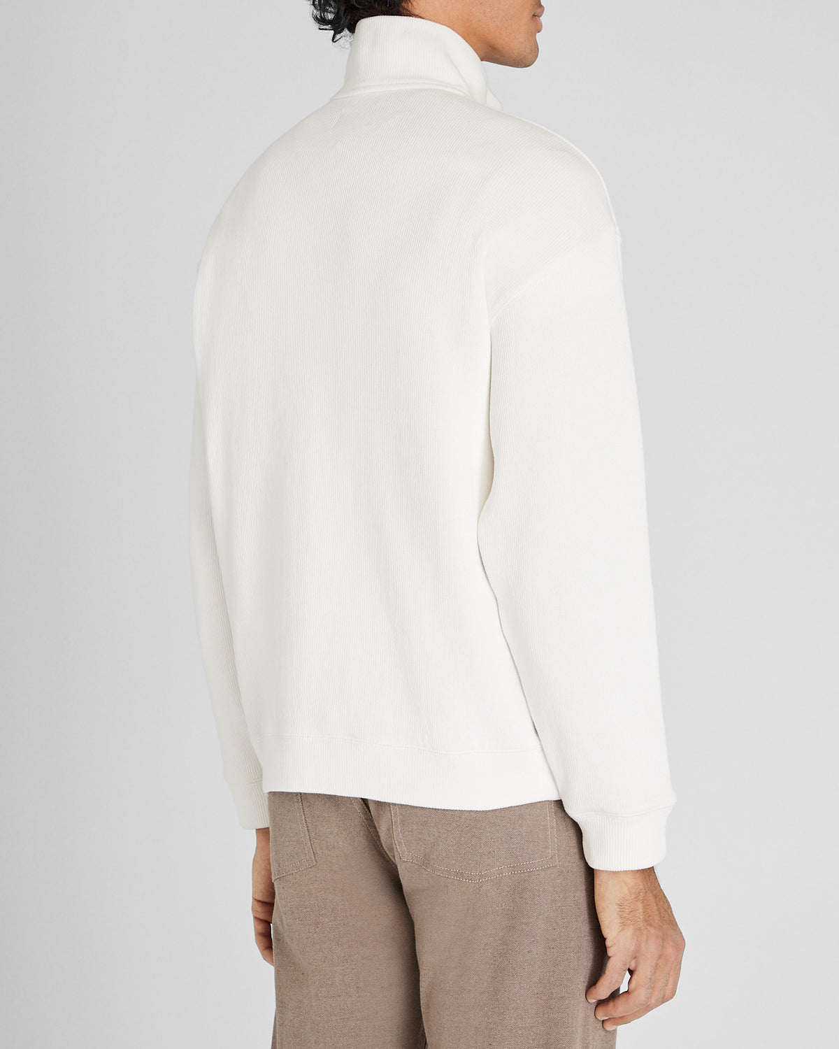 Men's Off White Rib Knit Quarter-Zip | Club Monaco Corp, CA US