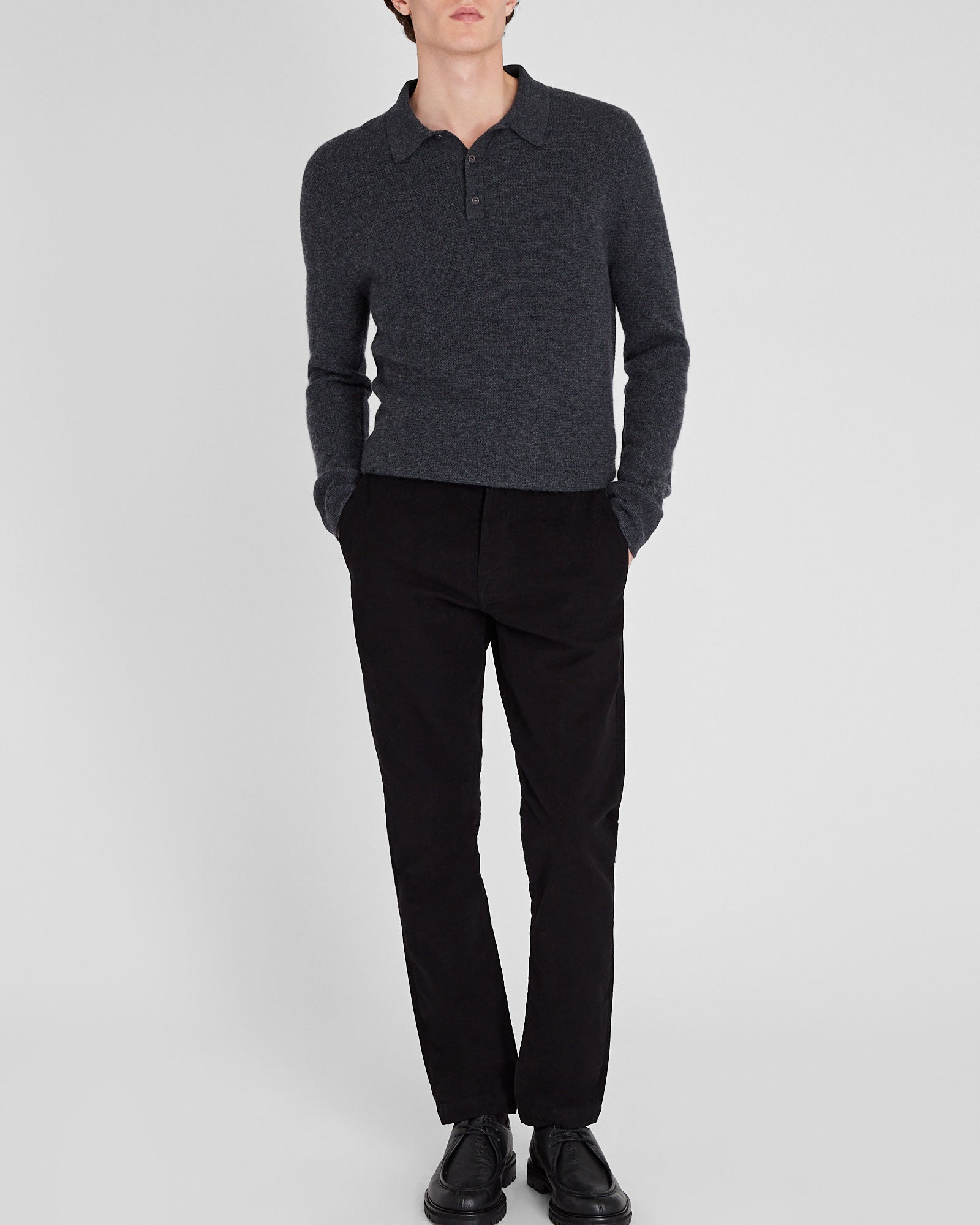 Men's Black Straight Fit Moleskin Pant | Club Monaco US
