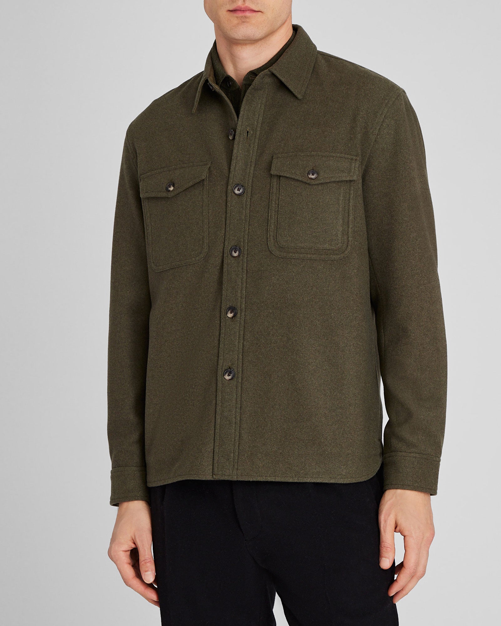 Men's Olive Textured Utility Shirt Jacket | Club Monaco Corp, CA US