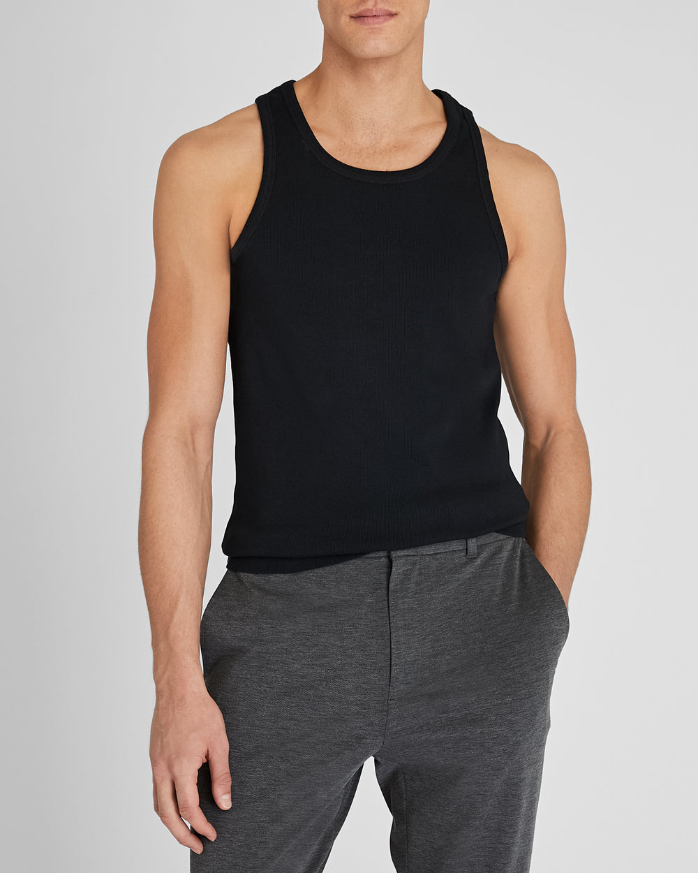 Men's Black Ribbed Tank Top | Club Monaco Corp, CA US