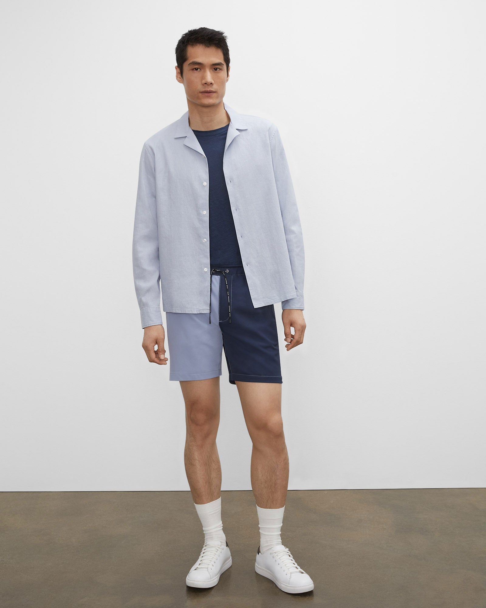 Men's Blue Colorblock Athletic Shorts | CLUB MONACO US