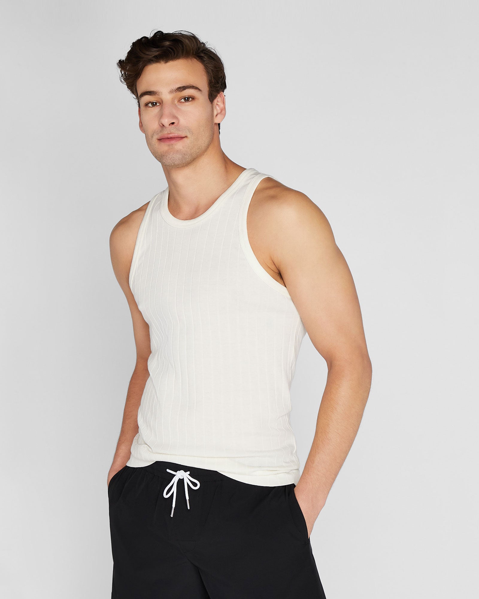 Men's White Wide Rib Tank | CLUB MONACO US